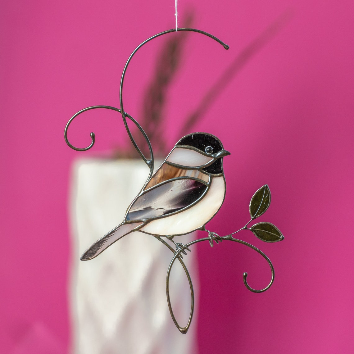 Chickadee Stained Glass Window Hangings Stained Glass Birds - Etsy