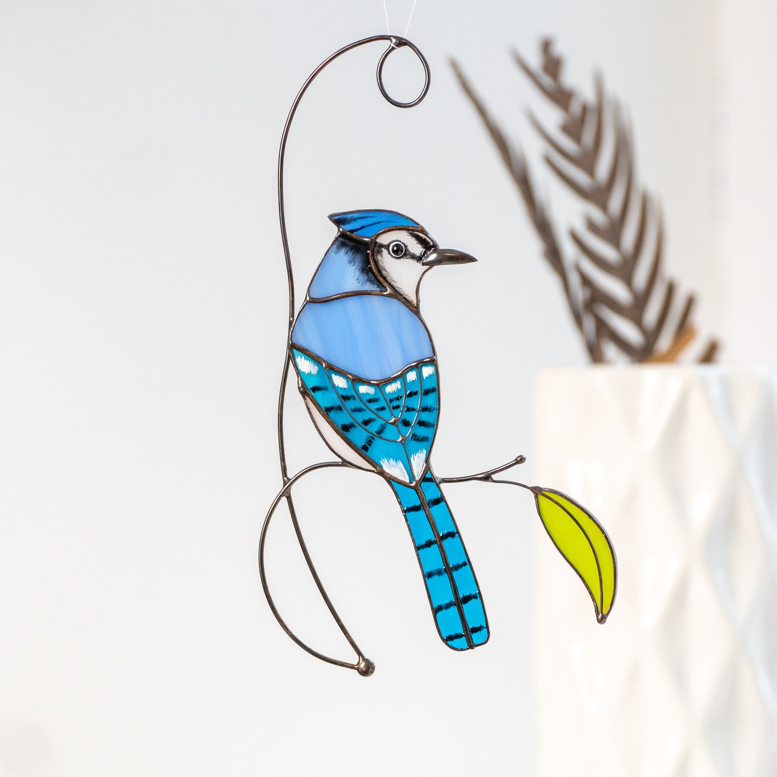Blue Jay Stained Glass Bird Suncatcher Mom Gift Modernstained - Etsy