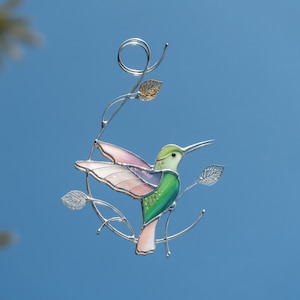Hummingbird Stained Glass Window Hangings Bird Lover Gift Custom ...