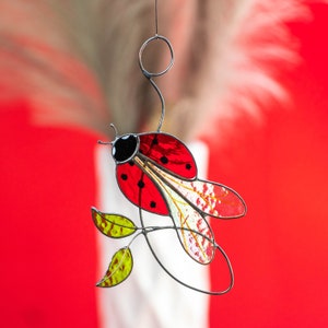 Ladybug Stained Glass Window Hangings Unique Gift for Mom Modern ...