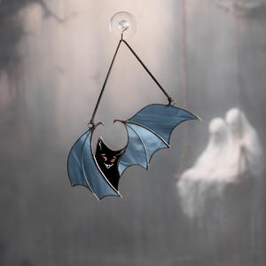 Vampire Bat Stained Glass Window Hangings Creepy Decor Halloween ...