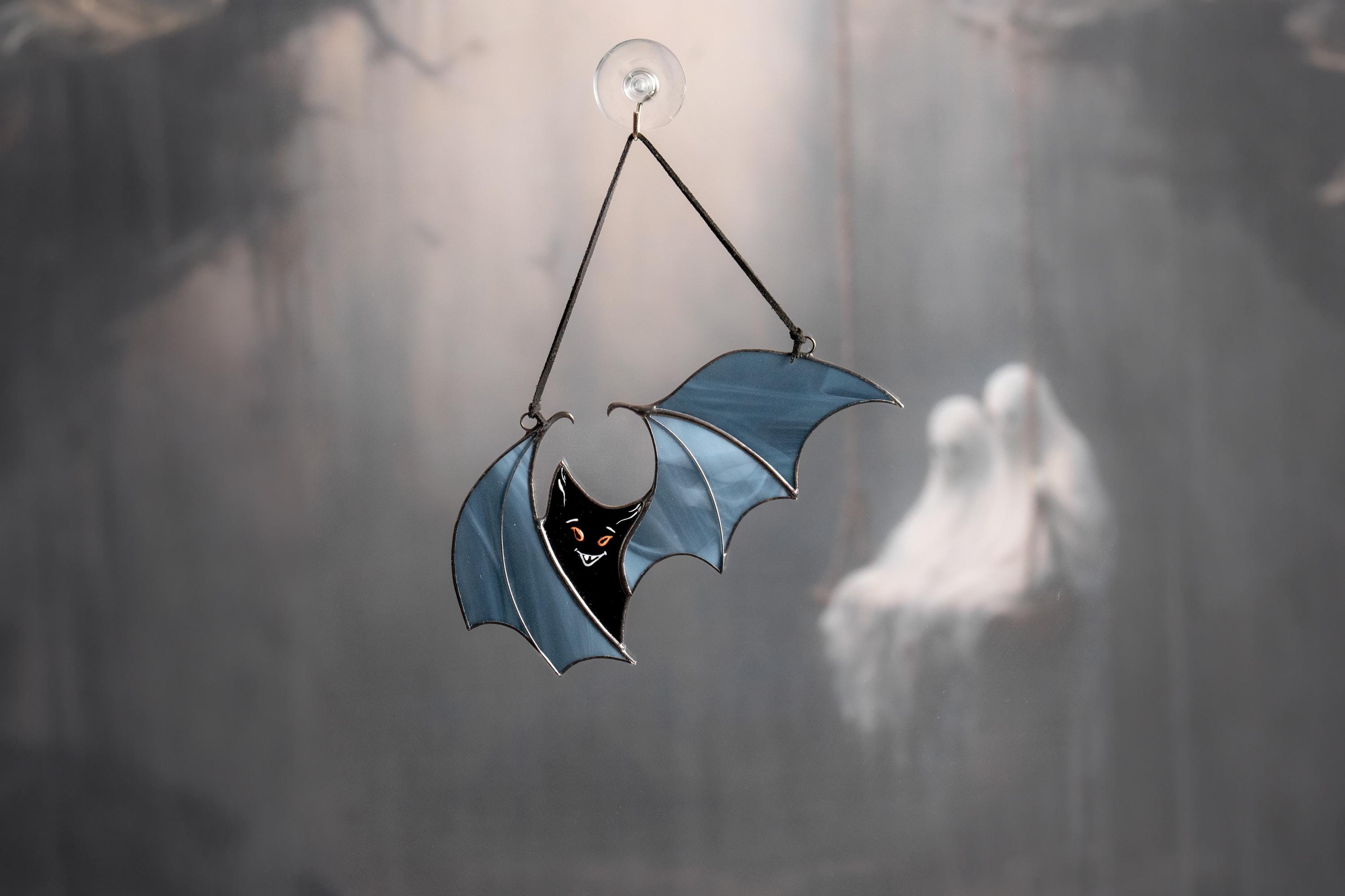 Vampire Bat Stained Glass Window Hangings Creepy Decor Halloween ...