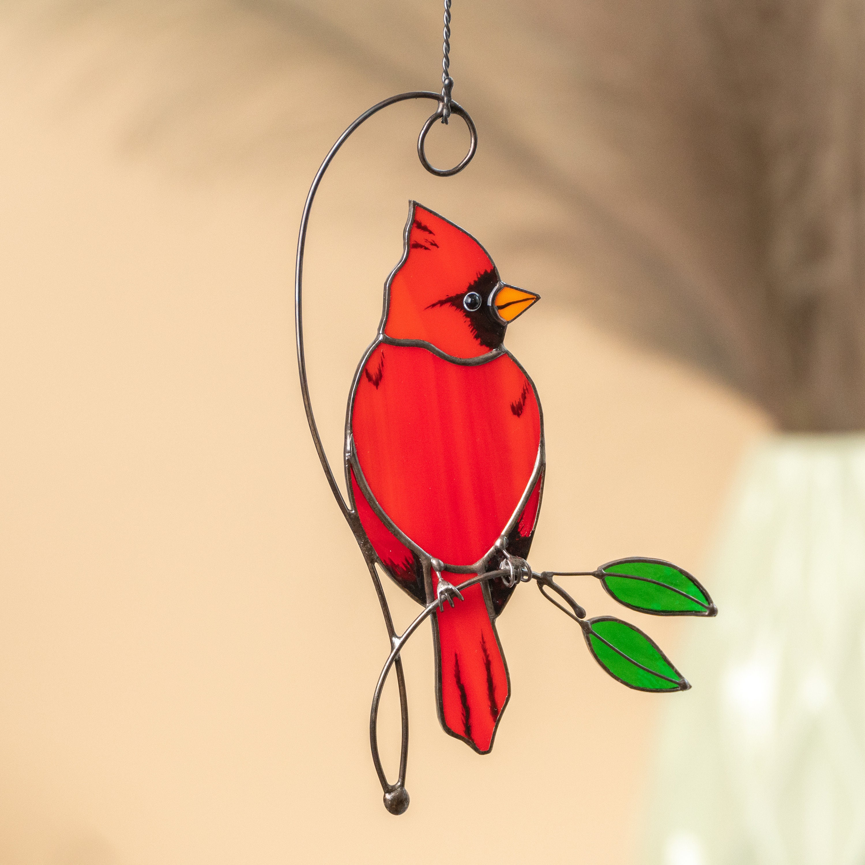 Cardinal Stained Glass Window Hangings Mothers Day Gift | Etsy