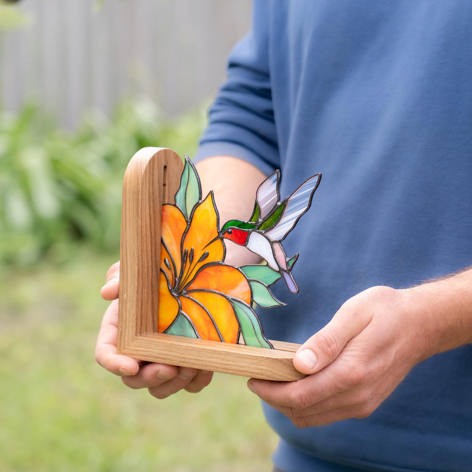 Stained Glass Hummingbird Suncatcher New Mom Gift Book Ends Stained ...