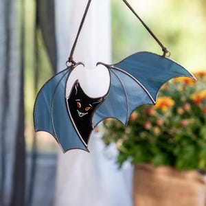 Vampire Bat Stained Glass Window Hangings Creepy Decor Halloween ...