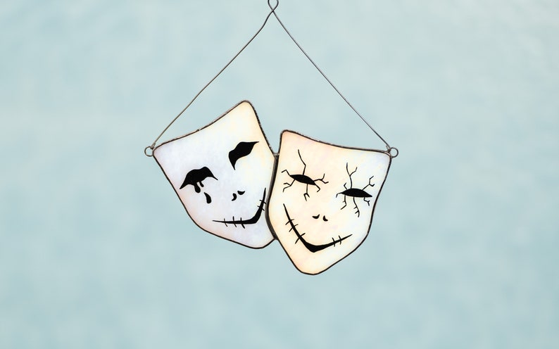 Masquerade Mask Stained Glass Window Hangings Halloween Decor - Etsy
