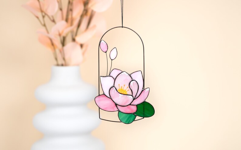 Lotus Stained Glass Window Hangings Lotus Flower Decor Lotus - Etsy