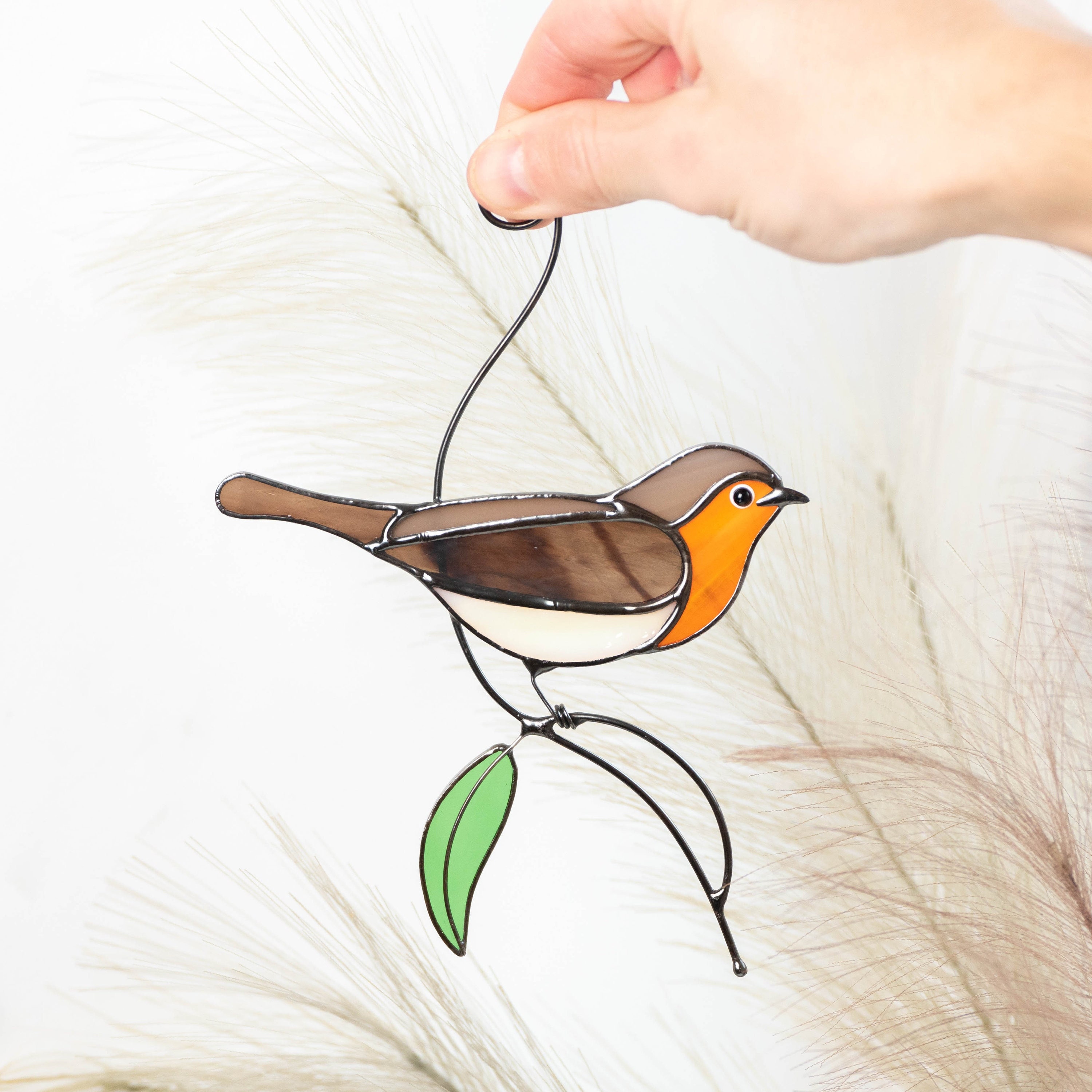 Robin Bird Stained Glass Window Hangings Mothers Day Gift | Etsy