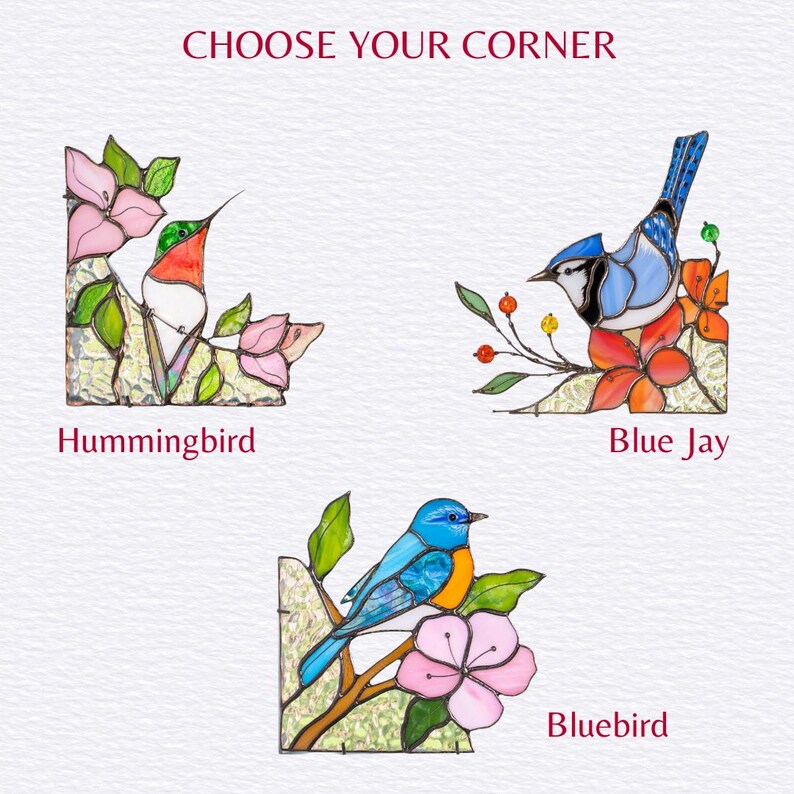 Book Ends Stained Glass Panel Godmother Gift Blue Jay Suncatcher - Etsy