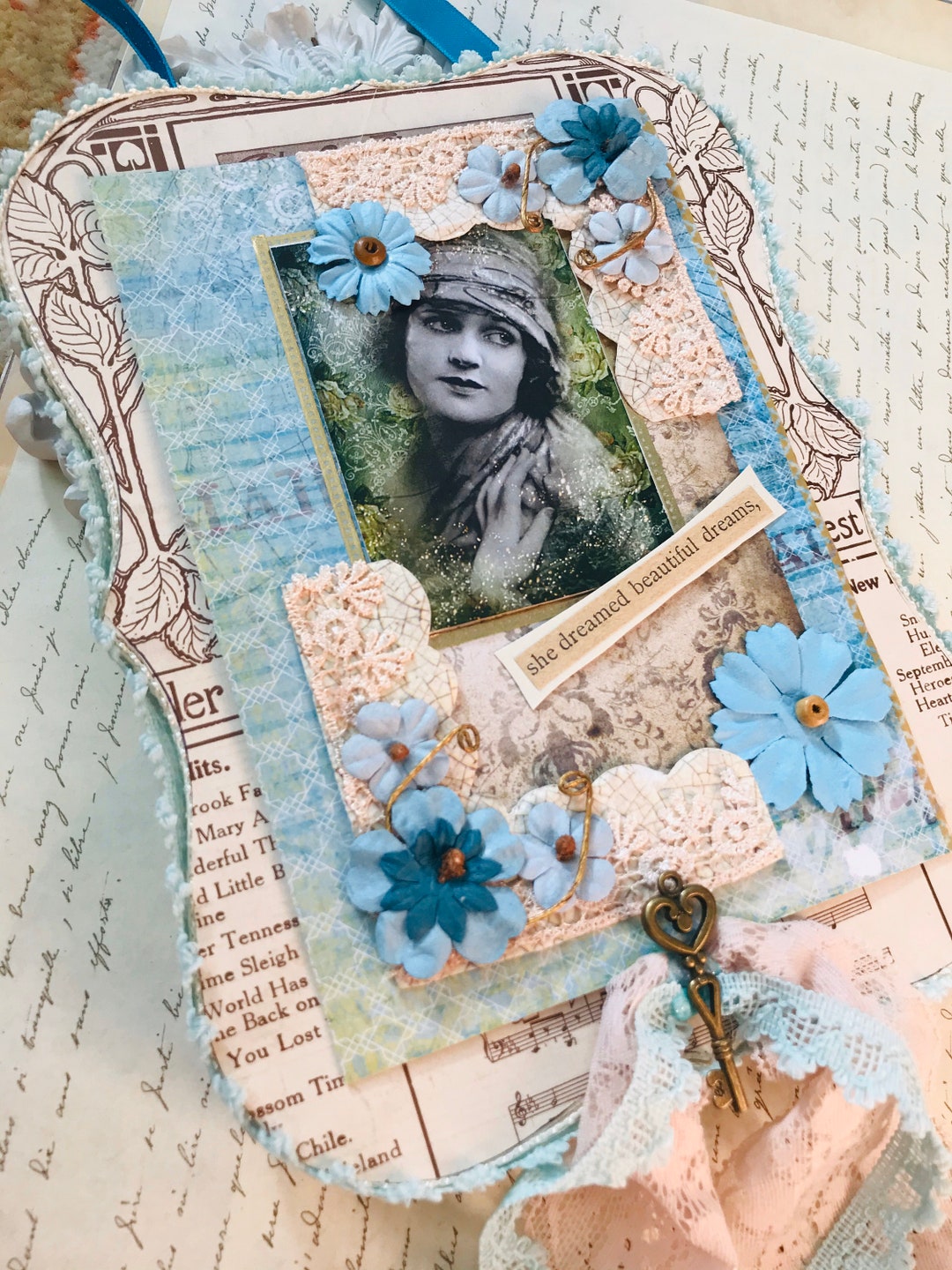 Vintage Style Flapper Wall Hanging - She Dreamed Beautiful Dreams - Etsy