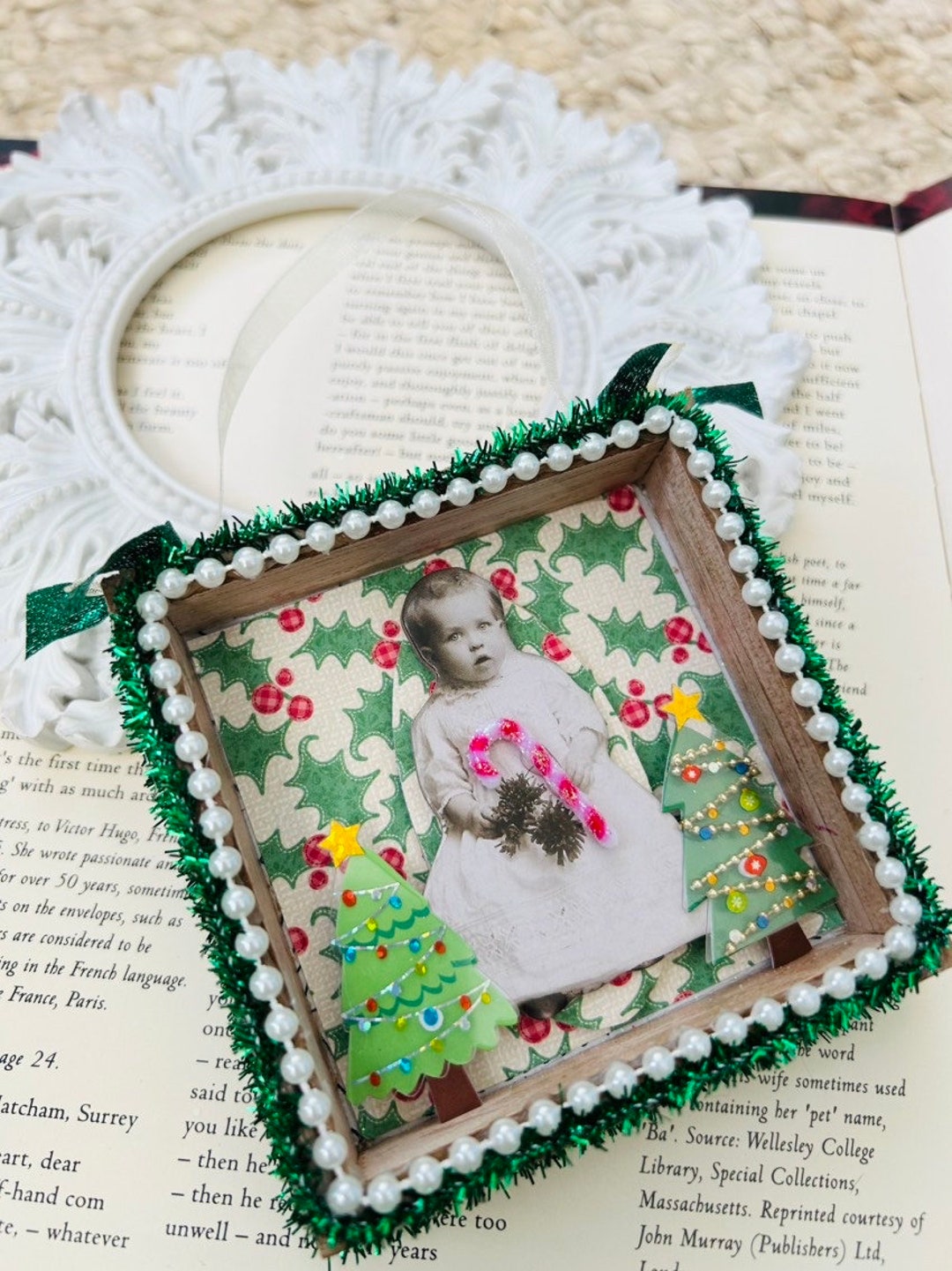 Vintage Style Shadowbox Christmas Ornament - Etsy