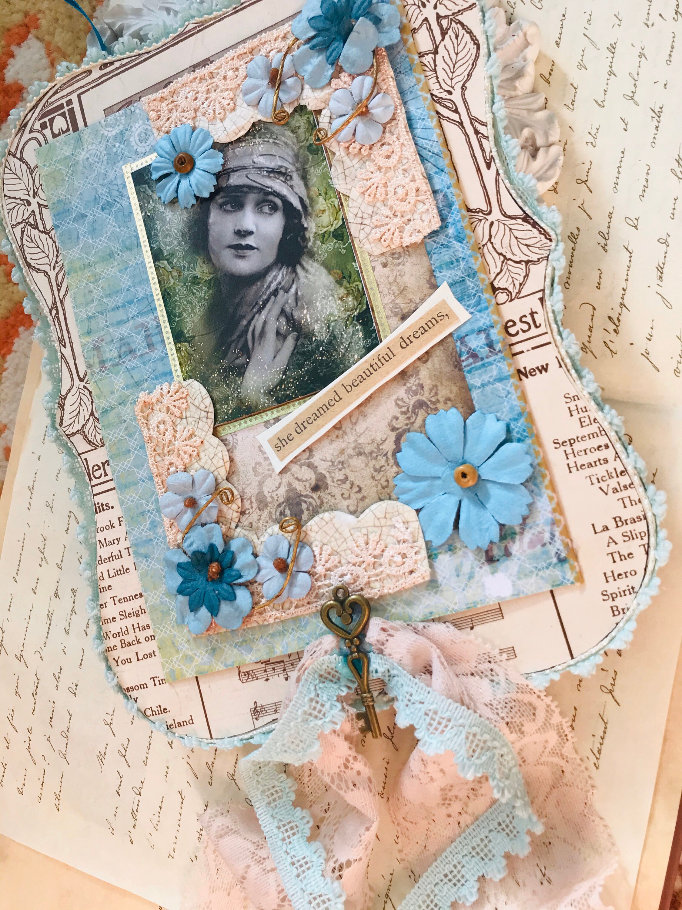 Vintage Style Flapper Wall Hanging She Dreamed Beautiful Dreams - Etsy