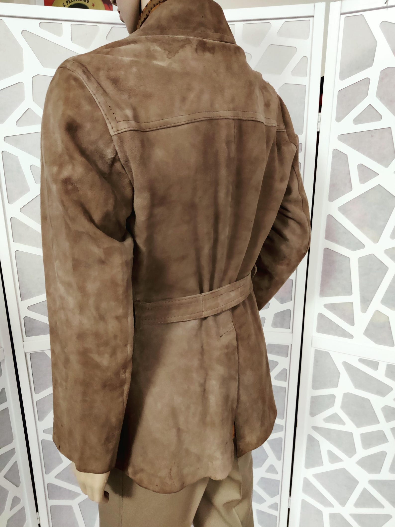Dark Beige Soft Suede Jacket Patch Pockets Belted Medium Chest 44inch ...