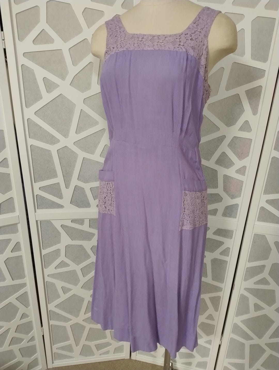 Mauve 1940s Herbert Levy US Label Cotton and Lace Straps and Pockets ...