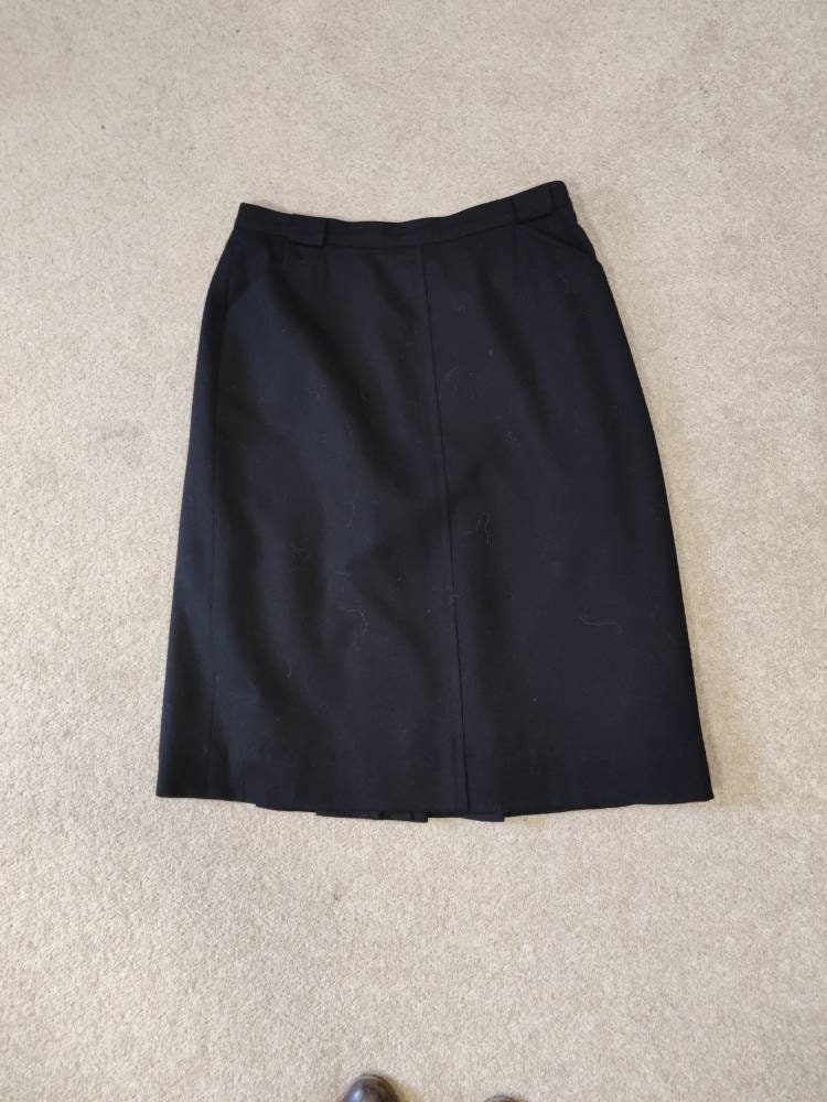 1980s Bardehle Label Vintage Quality Black Wool Straight Below Knee ...