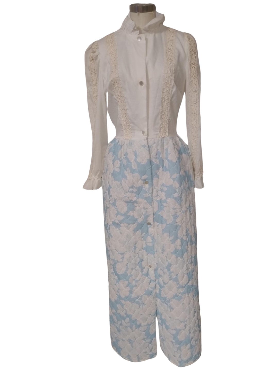 Angela Gore Designer of London 1970s Hostess Dress Quilted Skirt White ...