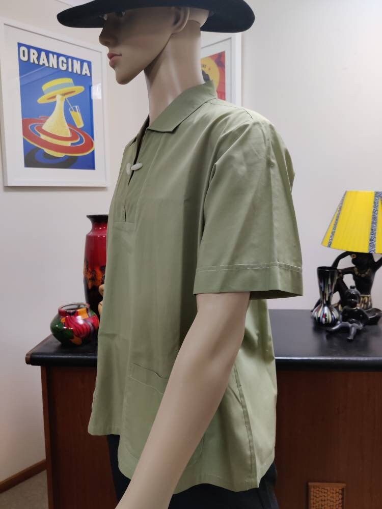 Sage green casual shirt sleeve shirt hip pockets rare find | Etsy