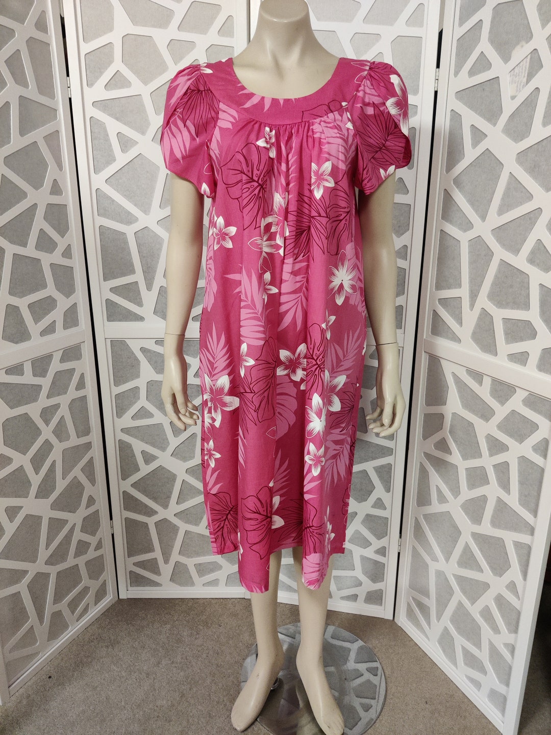 Candy Pink Hawaiian Muu Muu Bishop Street Label XL Bust 42inch 110cm - Etsy