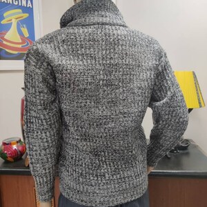 Mens Fabiani Label Acrylic Grey Marble and Pig Suede Jacket Cardigan ...