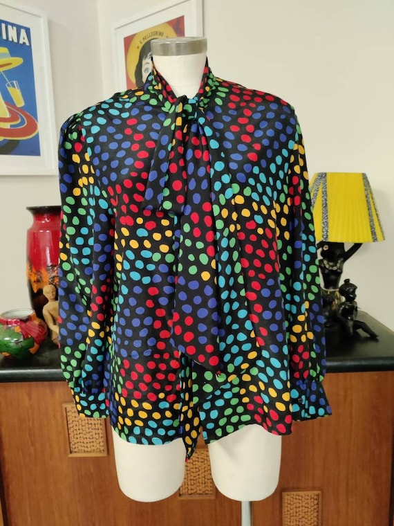 Cote d'Azur spotty blouse long neck tie large 112cm 4… - Gem