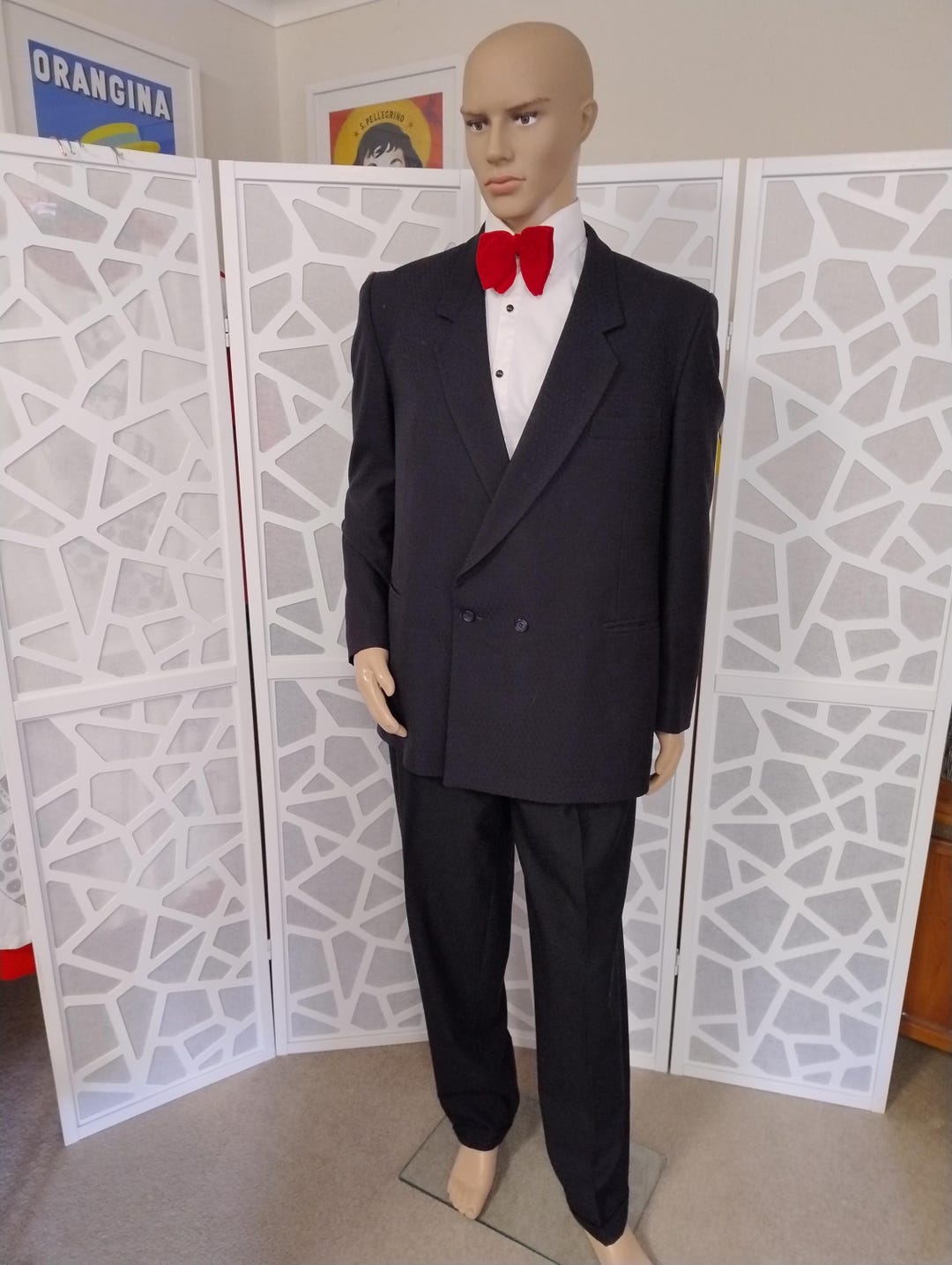 Anthony Tzimas Tailor Dinner Suit 1980s Self Patterned Double Breasted ...