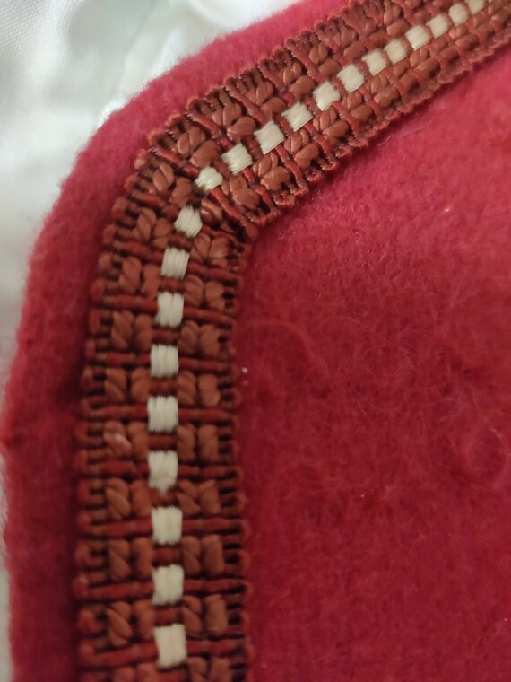 1950s raspberry red soft texture wool suit pencil ski… - Gem