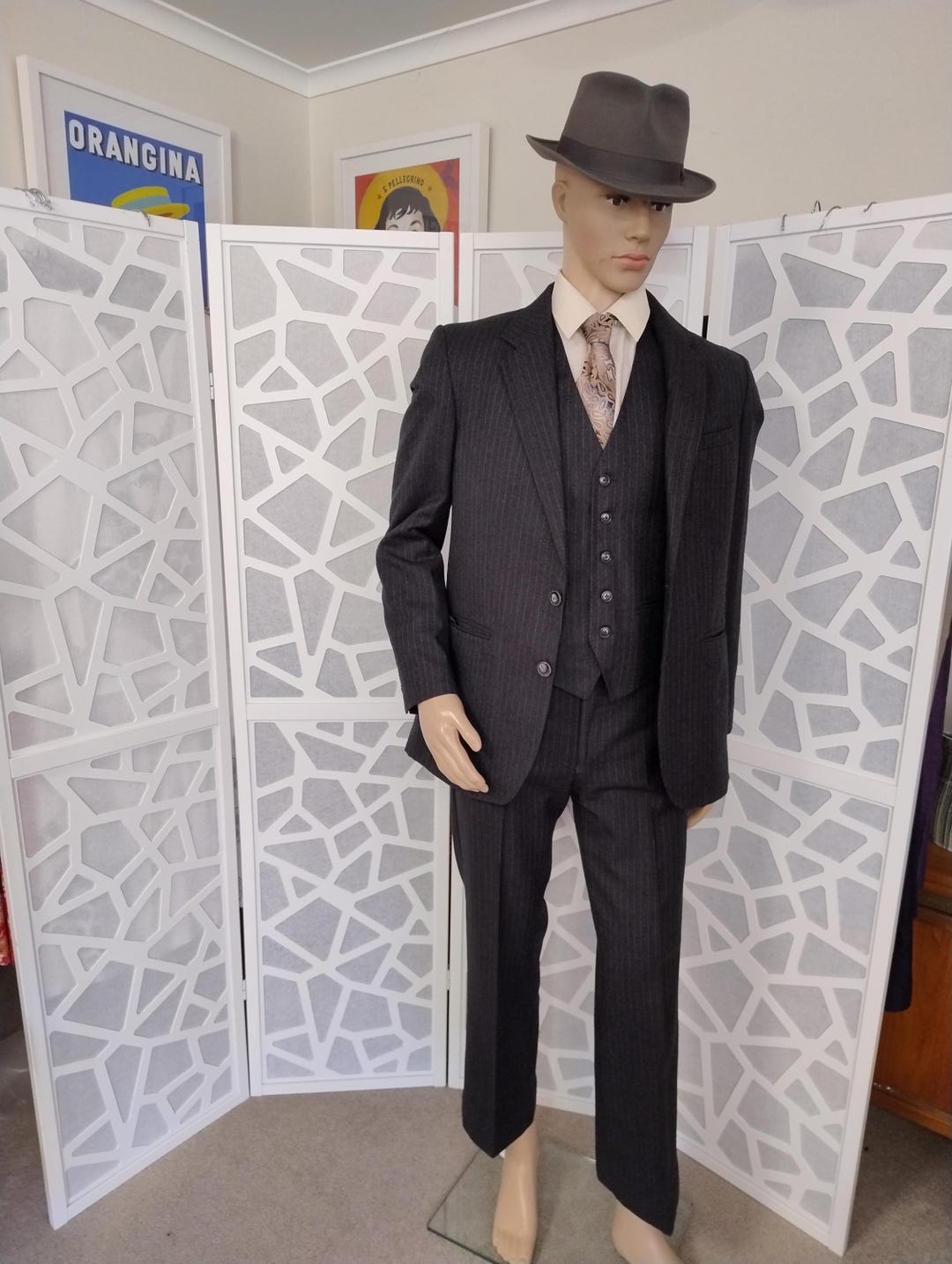 Ron Bennett Gentlemen's Clothier Label Three Piece Suit Wool Charcoal ...