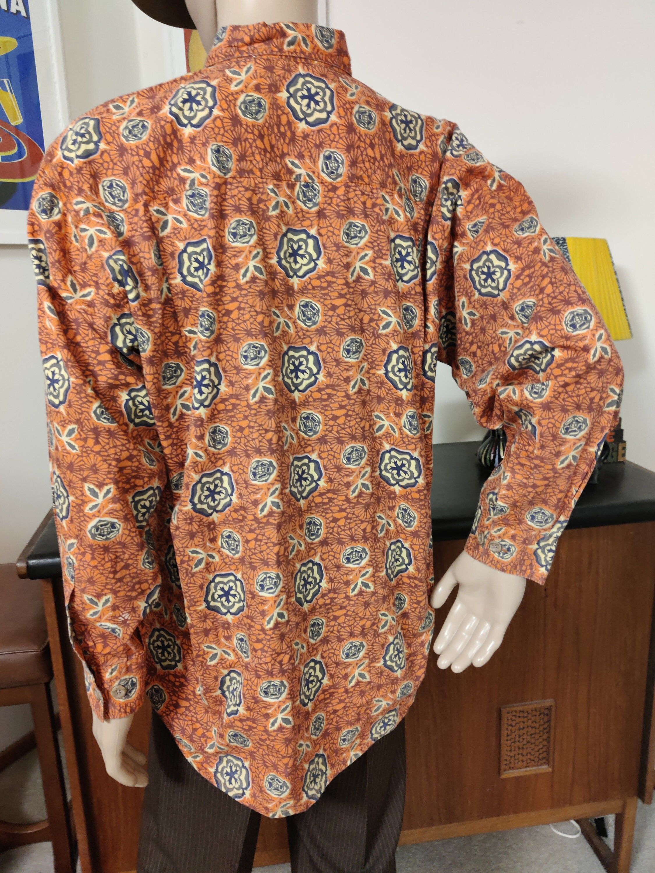 Mens Orange Print Trinity Label Long Sleeves Large Size Chest Hirt ...