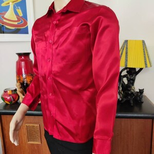Mens Red Satin Long Sleeves Shirt Small Size 98cm 38inch - Etsy