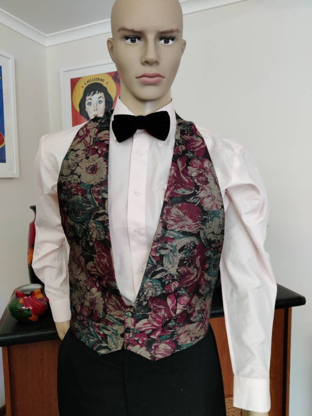 Beau Ties Formal Vest Buckle Back Adjustable Multi Size Burgundy Green ...