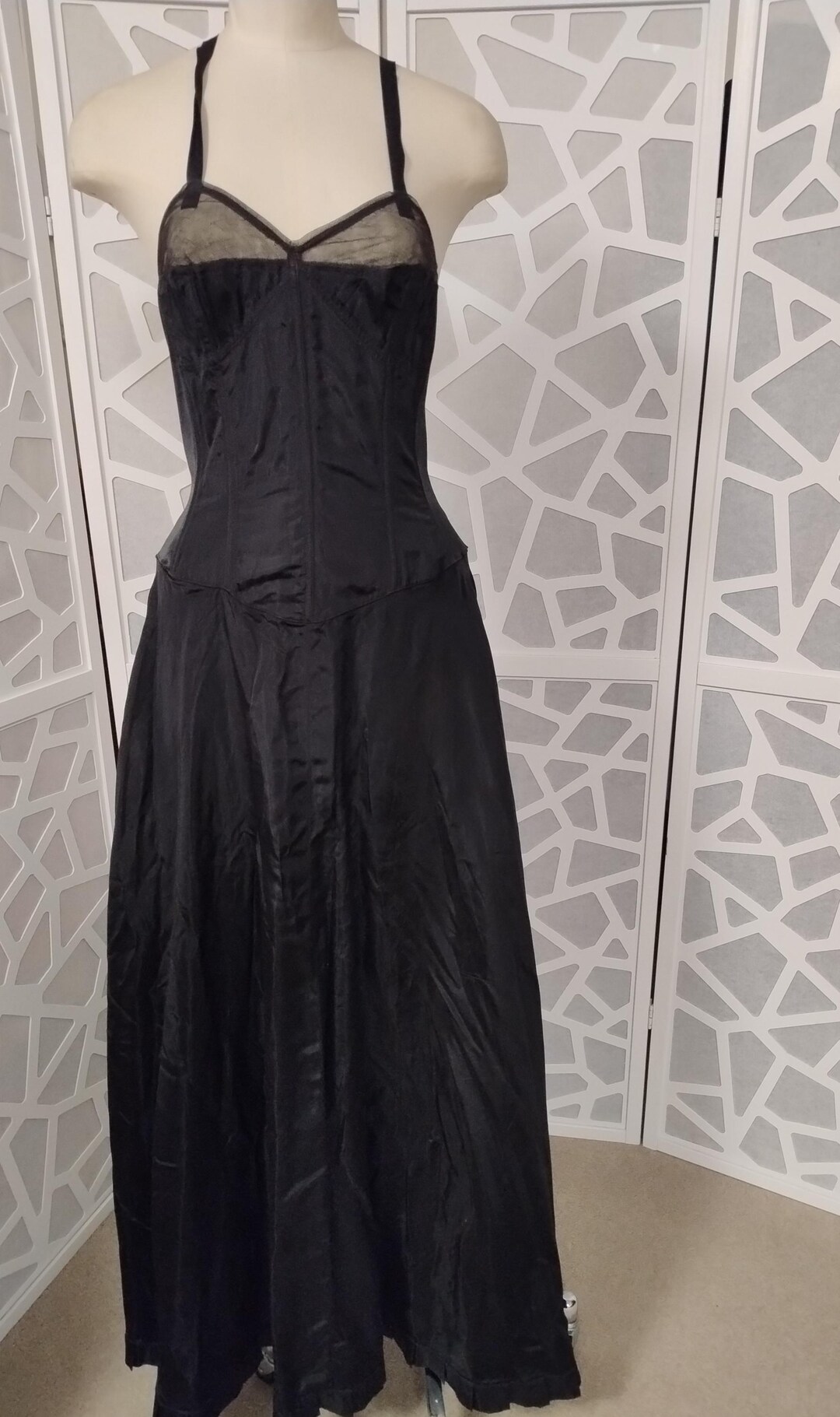 1950s Black Tafetta Dress With Black Berlei Boned Corset With Bra and ...