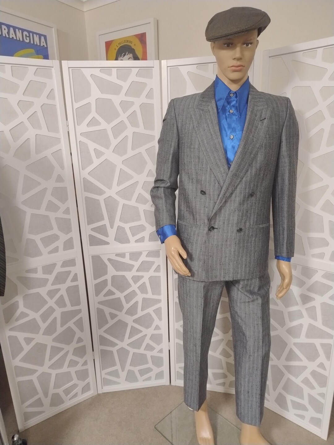 Jon Theodore Australian Made Suit Silver Grey Fleck Wool Polyester Sik ...