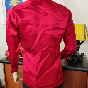 Mens Red Satin Long Sleeves Shirt Small Size 98cm 38inch - Etsy