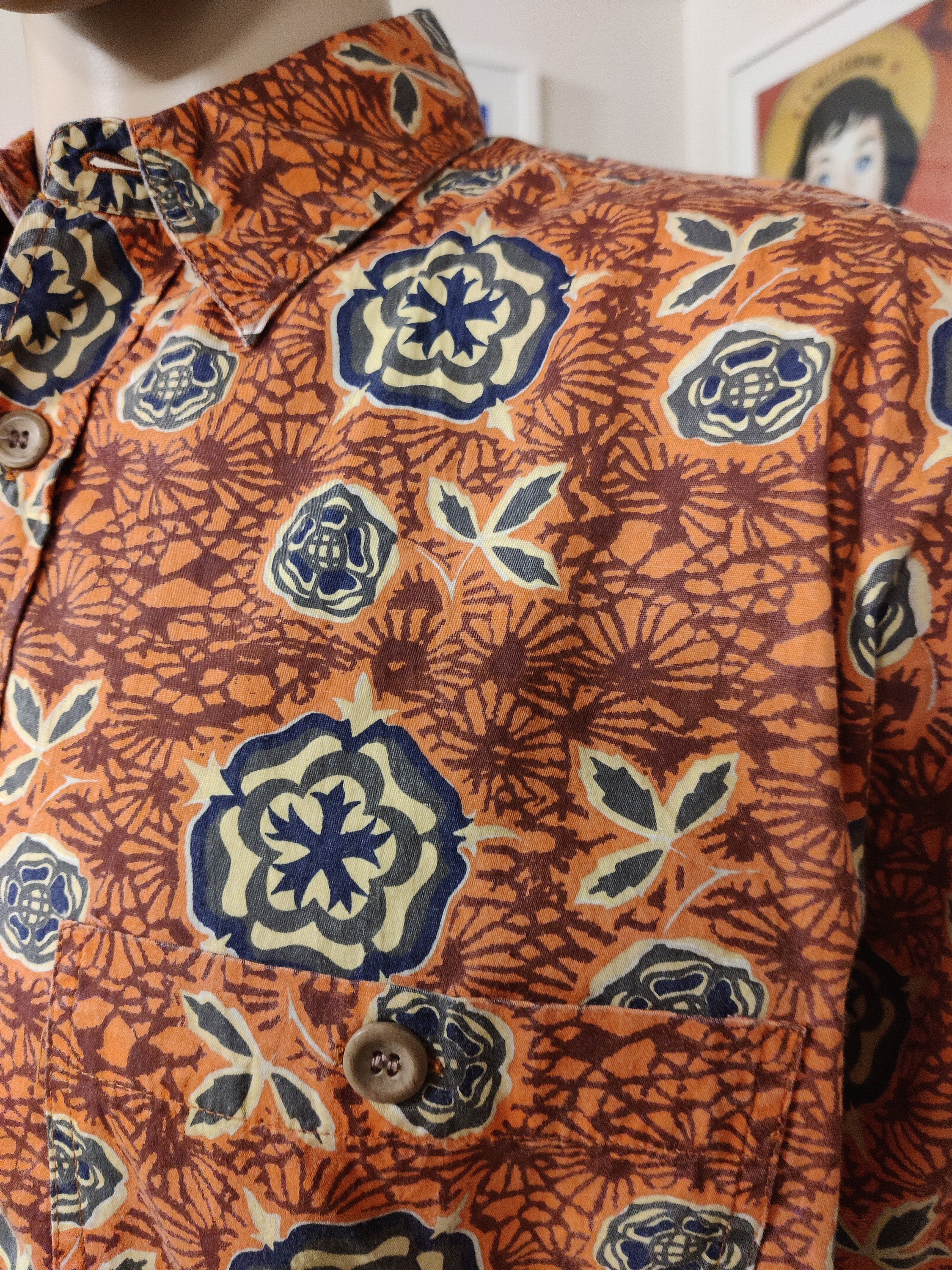 Mens Orange Print Trinity Label Long Sleeves Large Size Chest Hirt ...