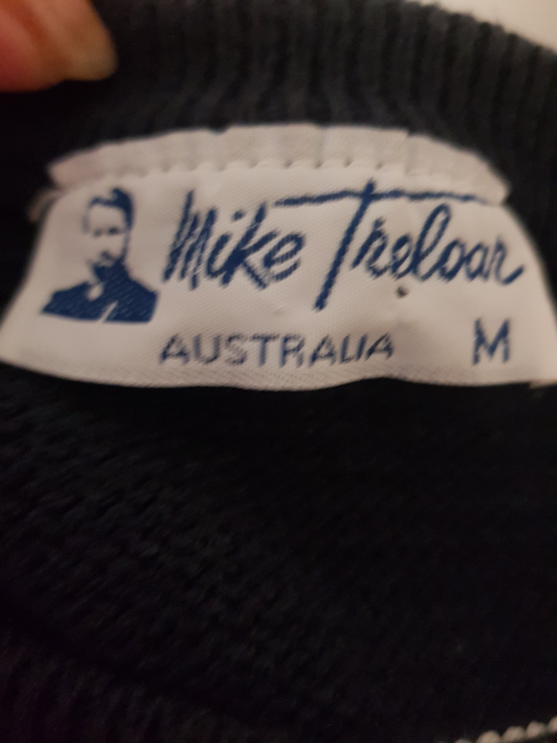 Mike Treloar designer cotton knit jumper pullover navy red | Etsy