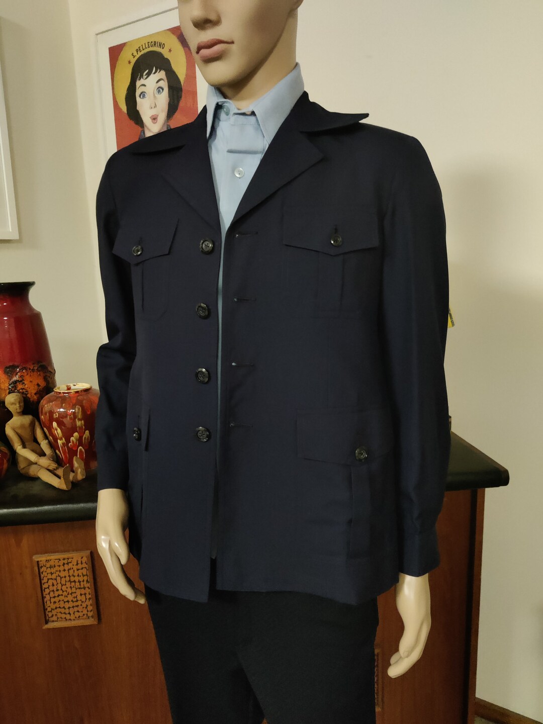Navy Military Style Tailor Made Jacket Four Pockets Small Size 98cm ...