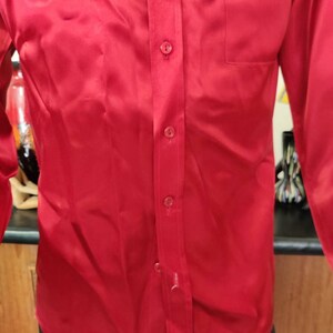 Mens Red Satin Long Sleeves Shirt Small Size 98cm 38inch - Etsy