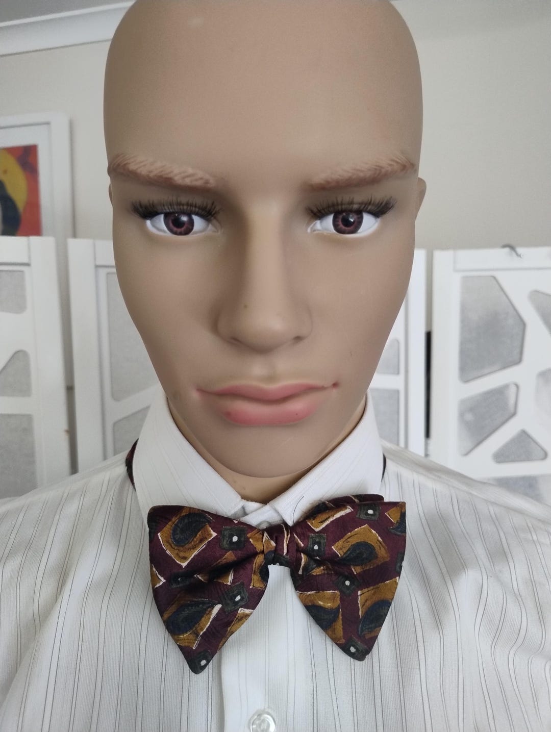 Michael Rouen Label Silk Bow Tie in Box Burgundy Mustard and Brown ...