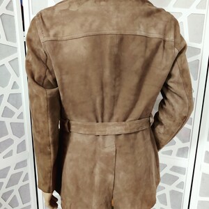 Dark Beige Soft Suede Jacket Patch Pockets Belted Medium Chest 44inch ...