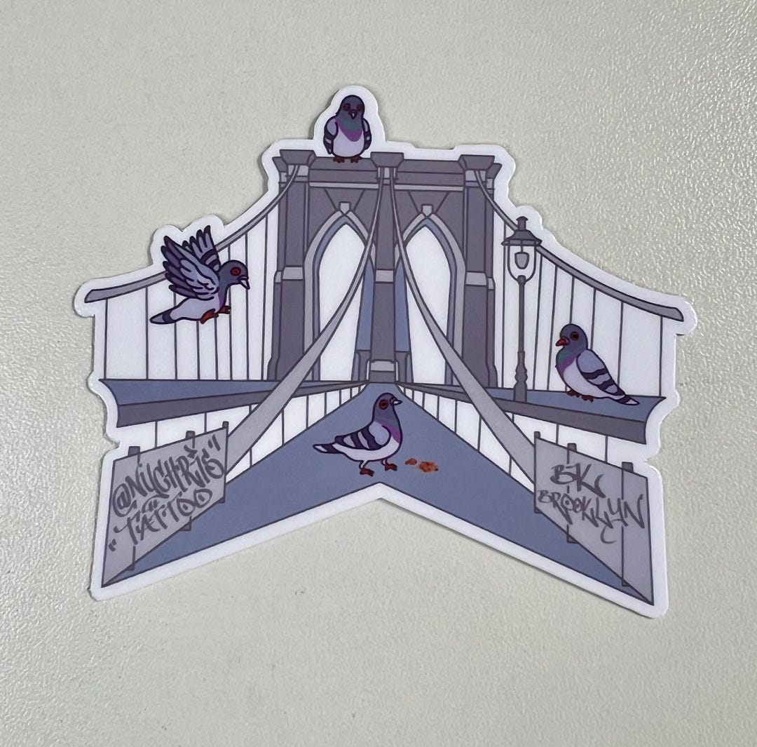 Brooklyn Bridge Pigeons Sticker - Etsy