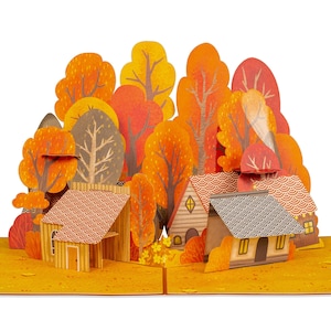 Paper Love Pop up Card, Fall Foliage, Handmade 3D Popup Greeting Cards ...