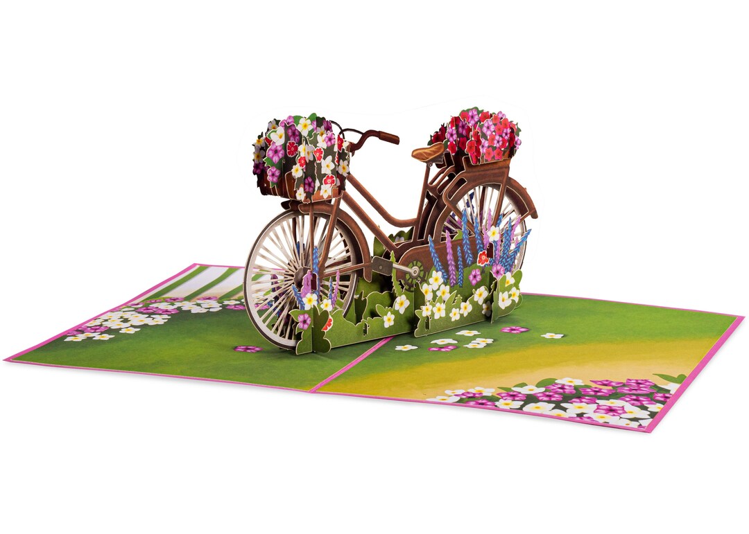 3D Flower Bike Pop up Card, Handmade Floral Greeting Card (5x7) - Etsy