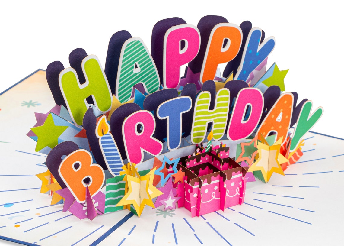 Paper Love Happy Birthday Pop up Card | Etsy