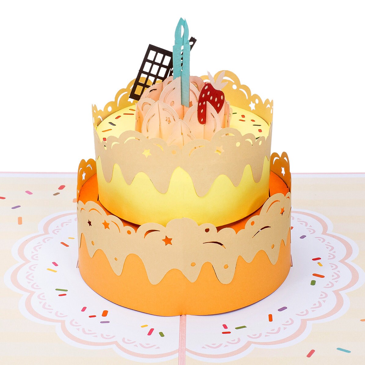 Paper Love Birthday Cake Pop up Card, 3D Popup Greeting Cards, for ...