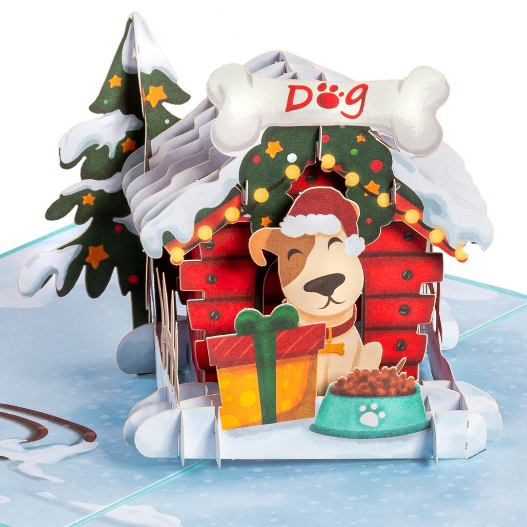 Paper Love Christmas Dog House Pop up Card, 3D Christmas Greeting, Gift ...