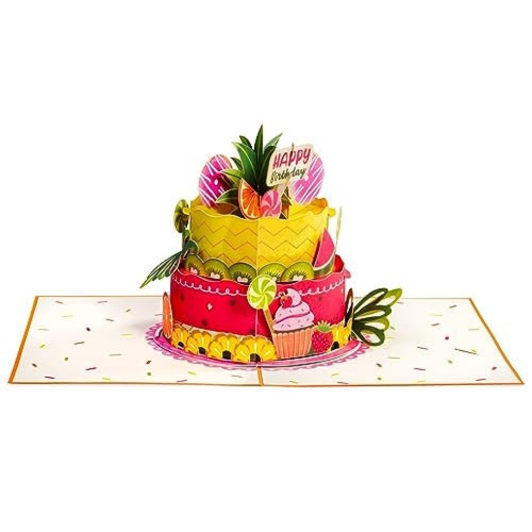 Paper Love 3D Tropical Birthday Cake Pop up Card Detachable, for Adults ...