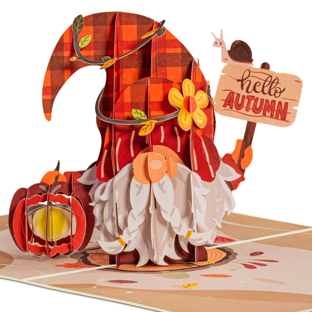 Paper Love Fall Pop up Card, 3D Gnome, for Autumn, Thanksgiving, Just ...
