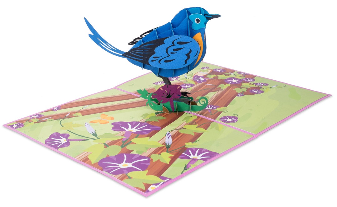 Paper Love Blue Bird Pop-up Card, Premium 3D Popup Greeting Cards, for ...