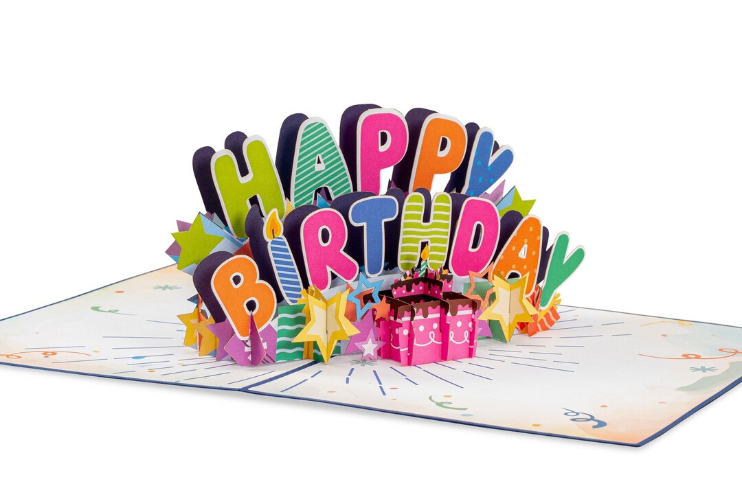 Paper Love Happy Birthday Pop up Card, for Adults or Kids - 5" X 7 ...