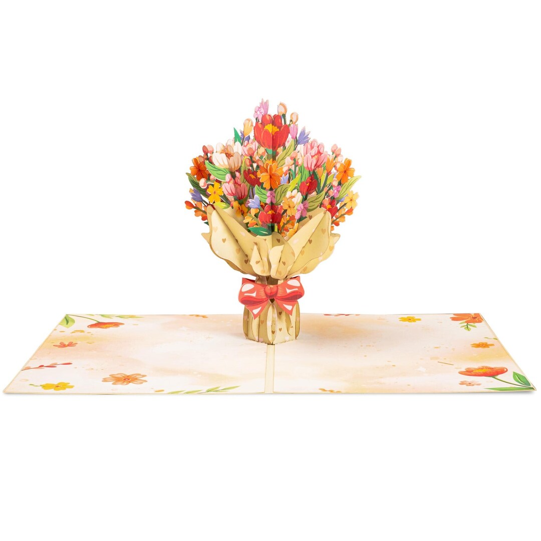Paper Love Oversized Floral Bouquet 3D Pop up Card, for All Occasions ...